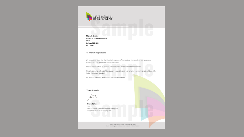 Proof of Enrollment | International Open Academy